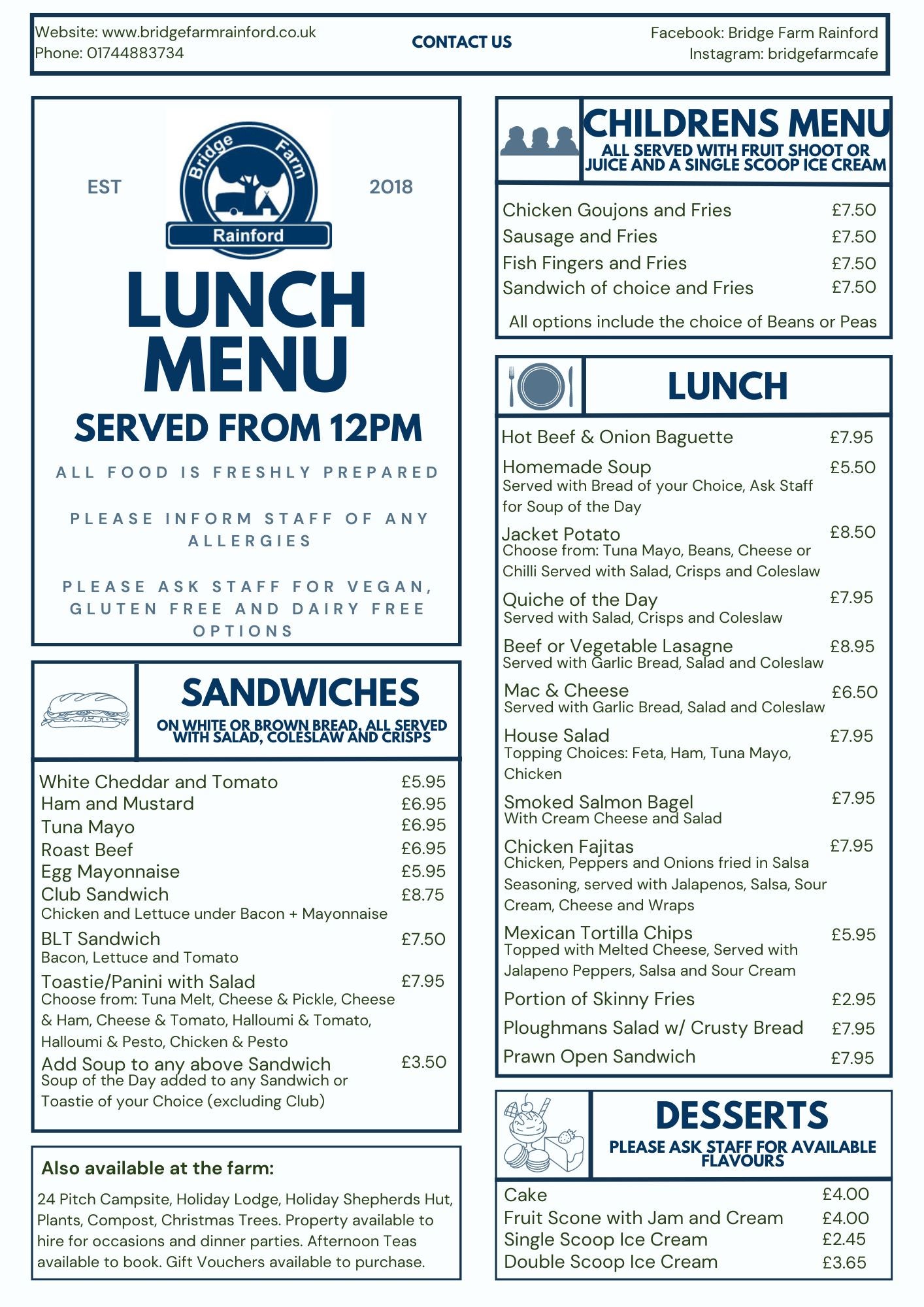 For table availability or to make a booking call